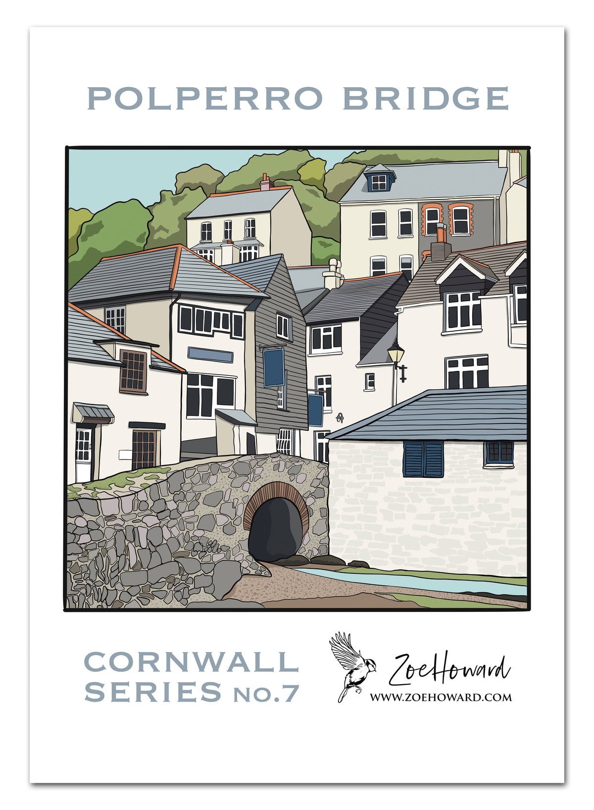 Polperro Bridge, Cornwall A4/A3 Poster | Zoe Howard