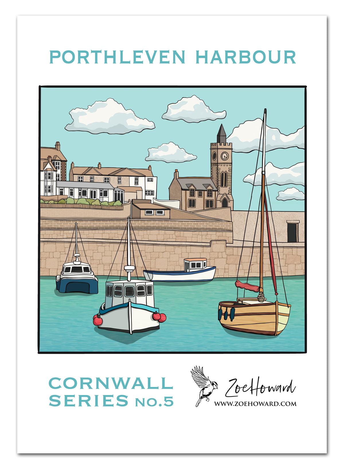 Porthleven Harbour, Cornwall A4/A3 Poster | Zoe Howard
