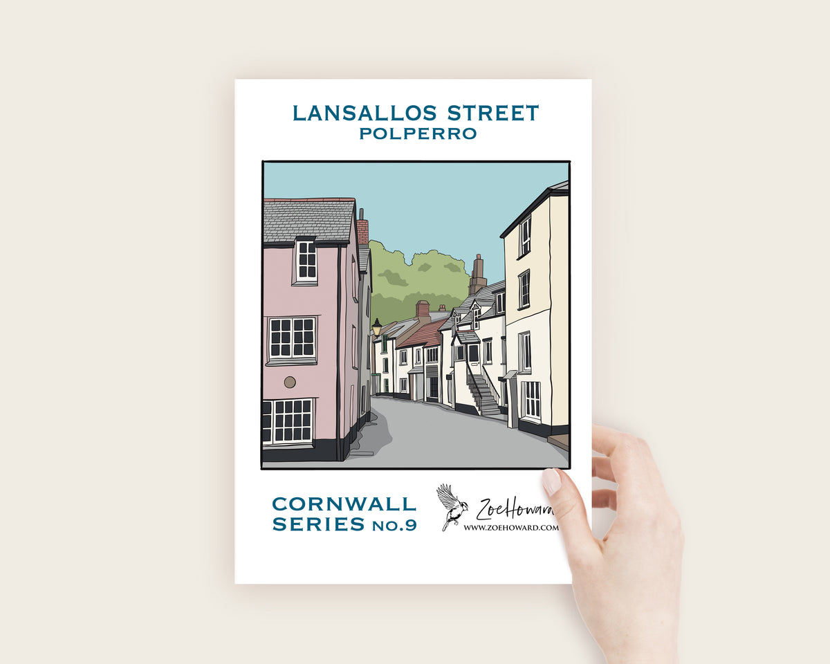 Lansallo Street, Polperro, Cornwall A4/A3 Poster | Zoe Howard