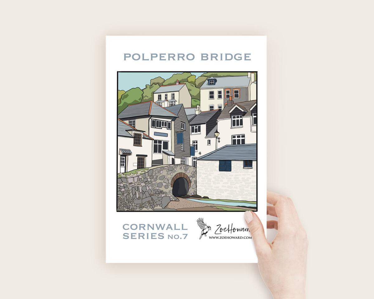 Polperro Bridge, Cornwall A4/A3 Poster | Zoe Howard