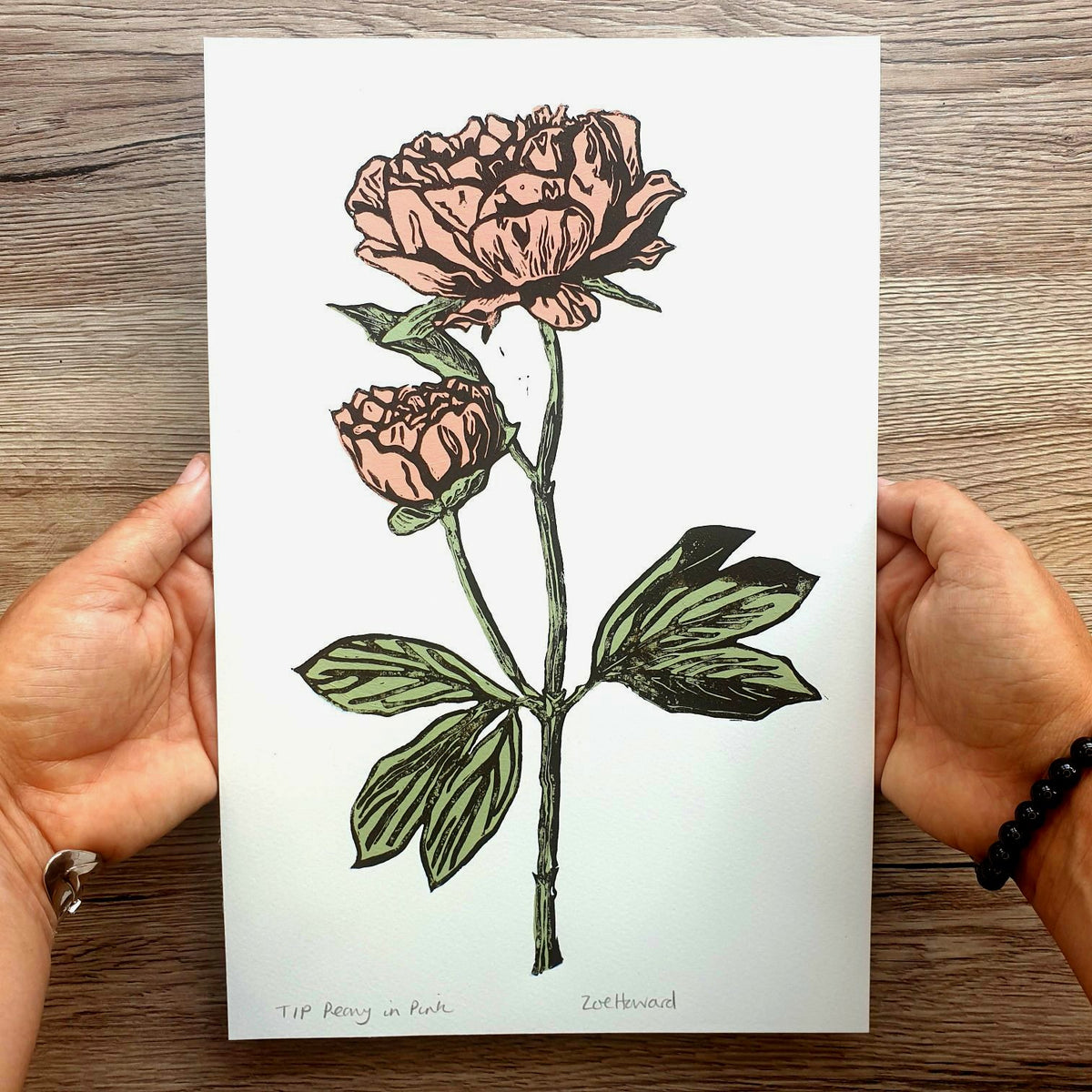 "Peony in Pink" Seconds linocut print | Zoe Howard