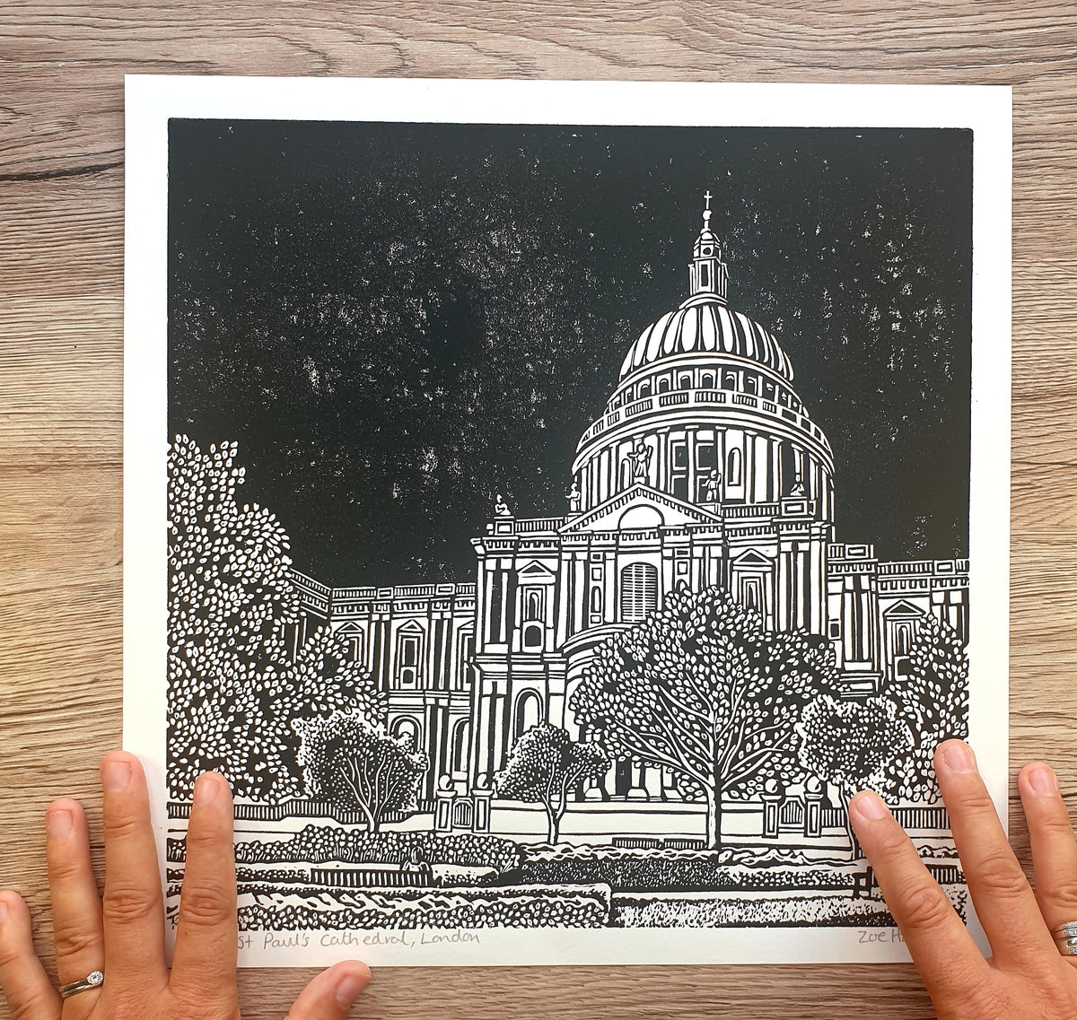 "St Paul's Cathedral, London" Seconds linocut print | Zoe Howard