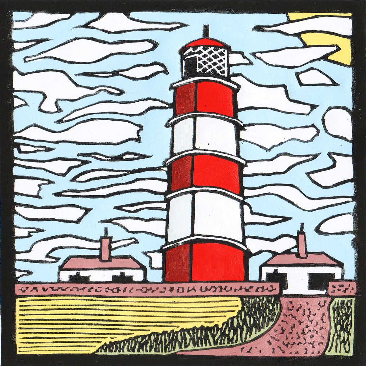 'Happisburgh Lighthouse' Limited Edition Original Linocut | Zoe Howard