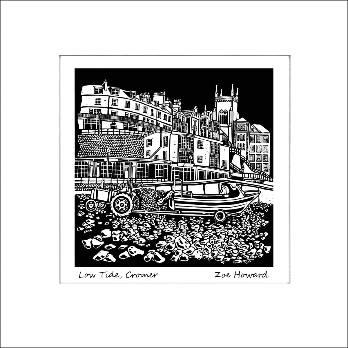 'Low Tide, Cromer' Limited Edition Original Linocut | Zoe Howard