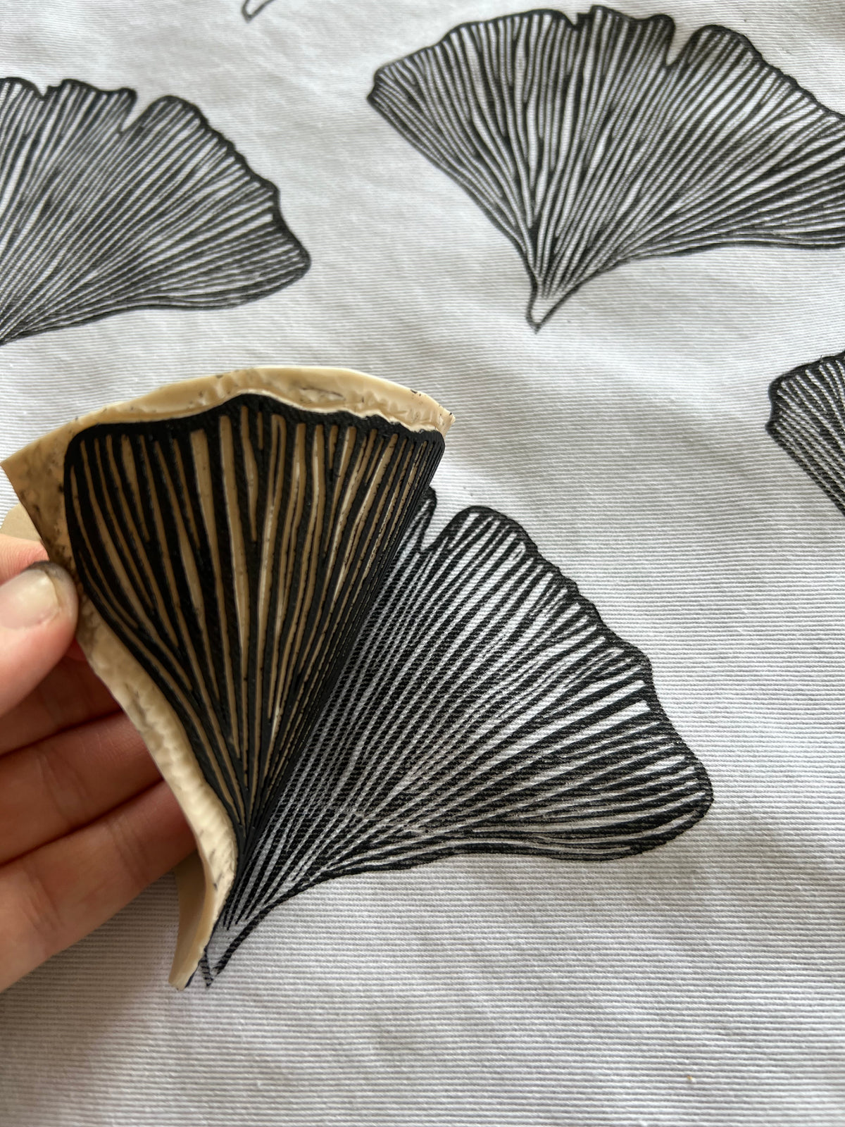 Linocut printing onto fabric | Zoe Howard