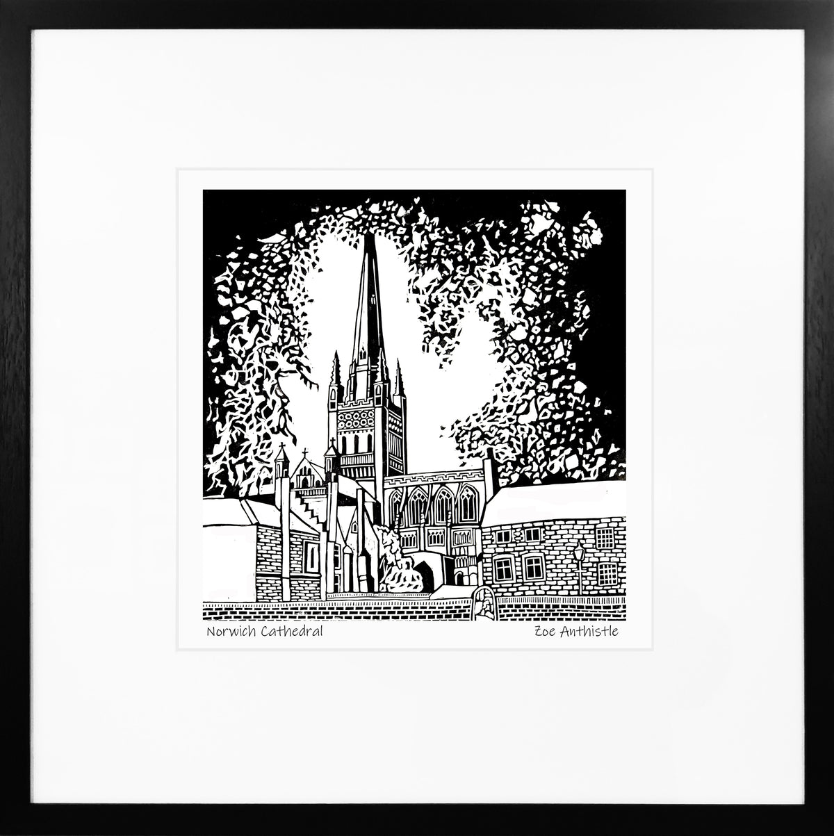 'Norwich Cathedral' Limited Edition Original Linocut | Zoe Howard