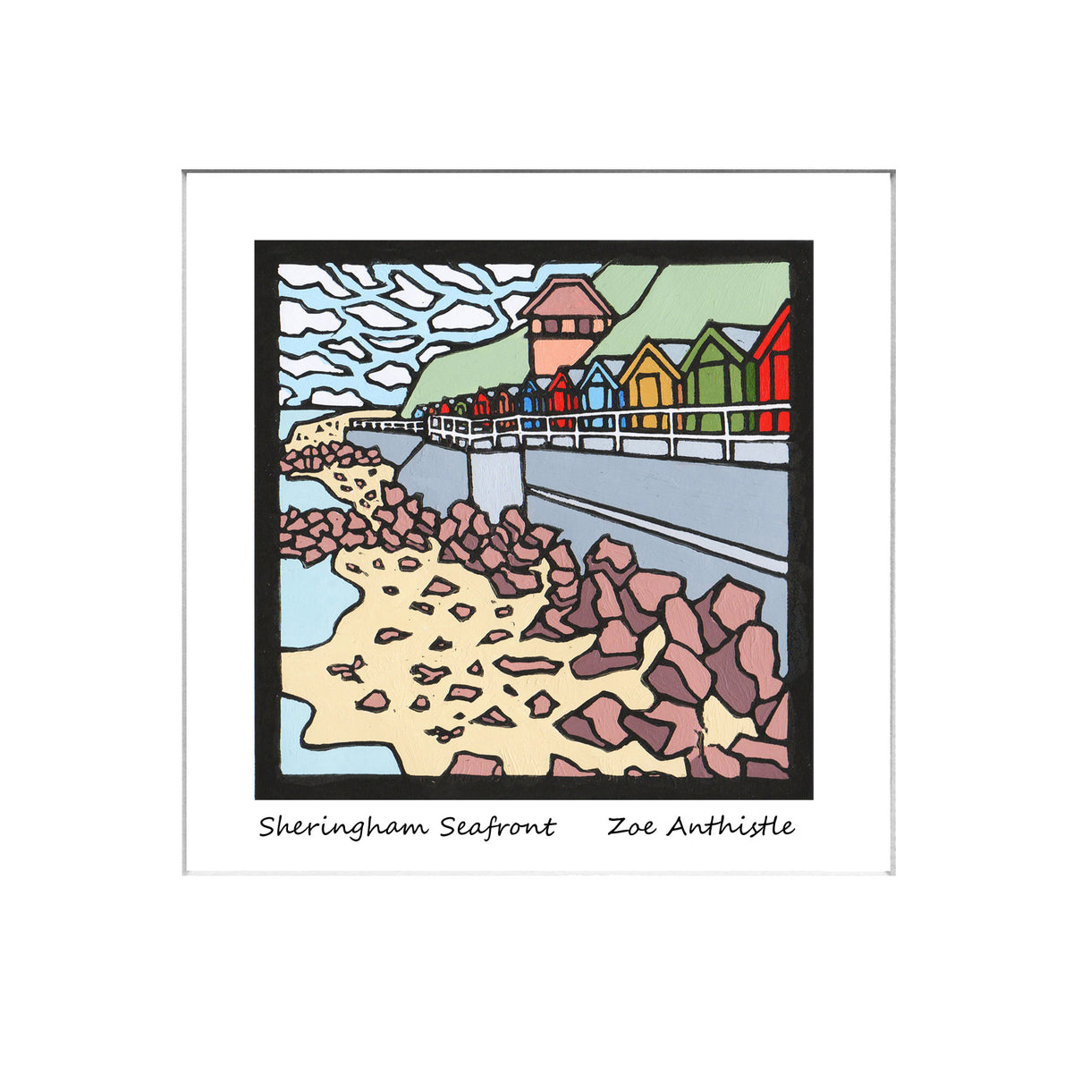'Sheringham Seafront' Limited Edition Original Linocut | Zoe Howard